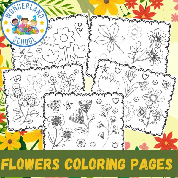 Flowers Coloring Pages Set, Spring Coloring Pages, Printable Flowers ...