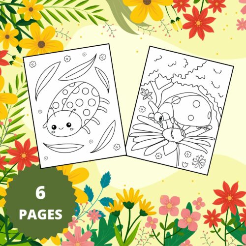 Kawaii Ladybugs Coloring Pages Set, Spring Animal Coloring Sheets ...