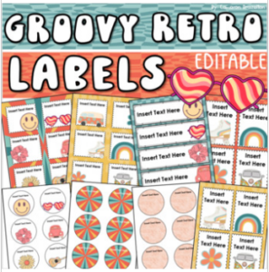 Groovy Retro Classroom Labels Decorations EDITABLE PowerPoint | Made By ...