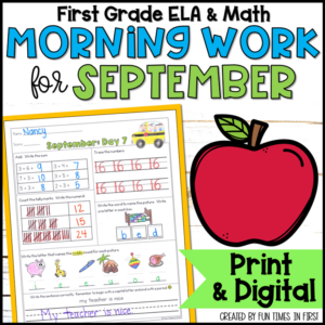 1st Grade September Morning Work Math & ELA Spiral Review - Printable ...
