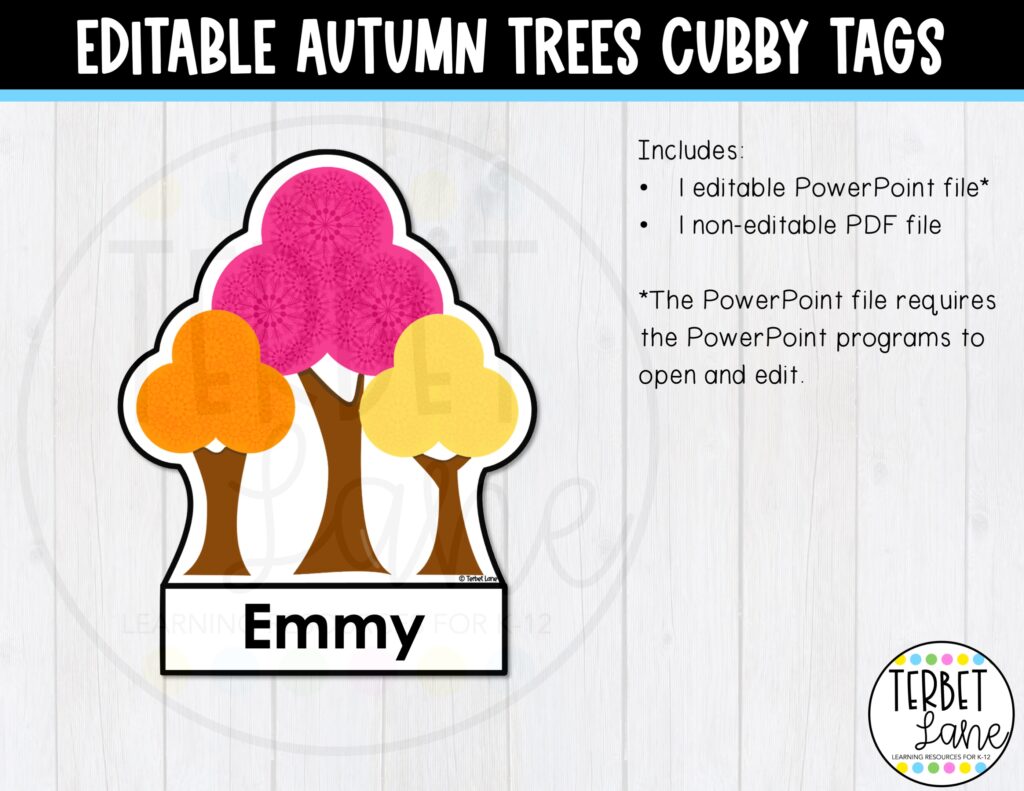 Editable Fall Trees Cubby Tags | Locker Labels | Made By Teachers