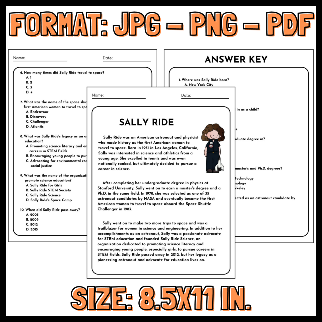 Sally Ride Reading Comprehension | Article And Question | Women’s ...