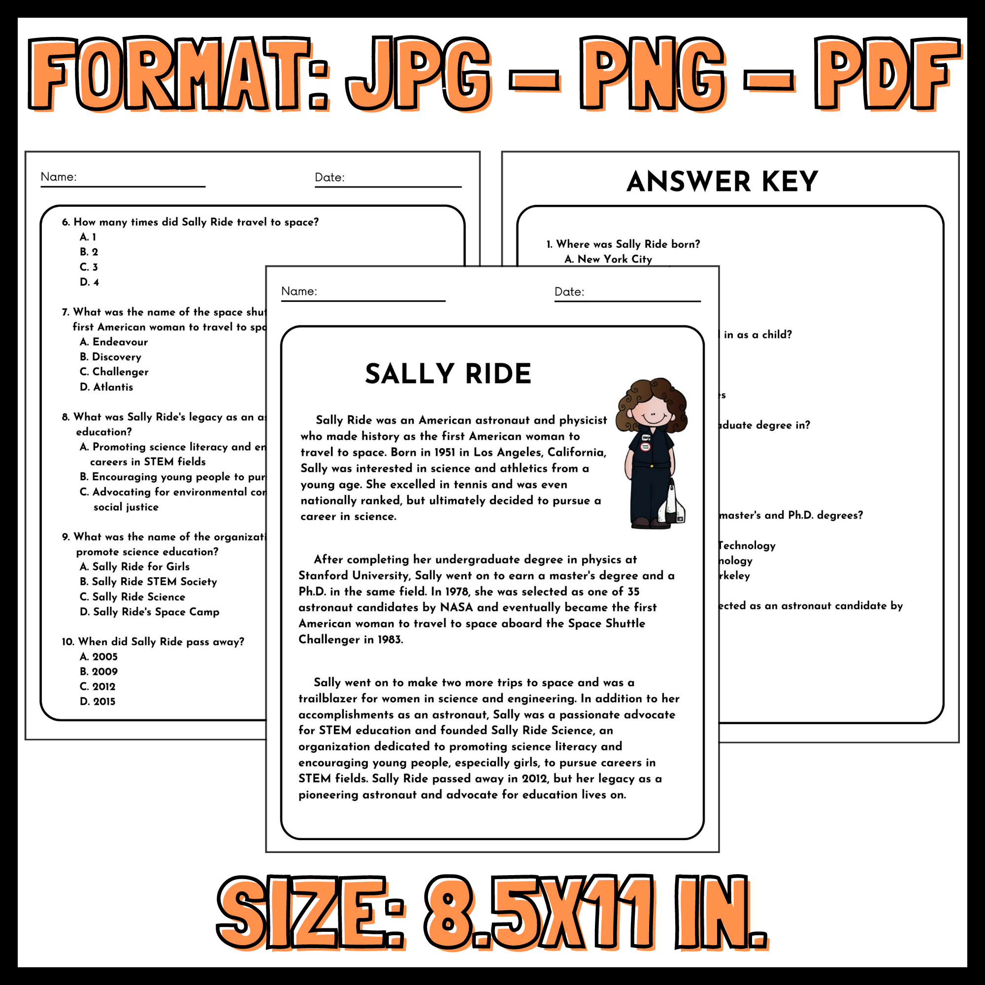 Sally Ride Reading Comprehension | Article And Question | Women’s ...