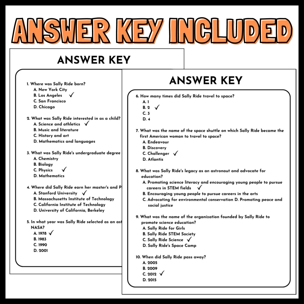 Sally Ride Reading Comprehension | Article And Question | Women’s ...