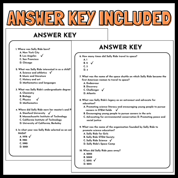 Sally Ride Reading Comprehension | Article And Question | Women’s ...