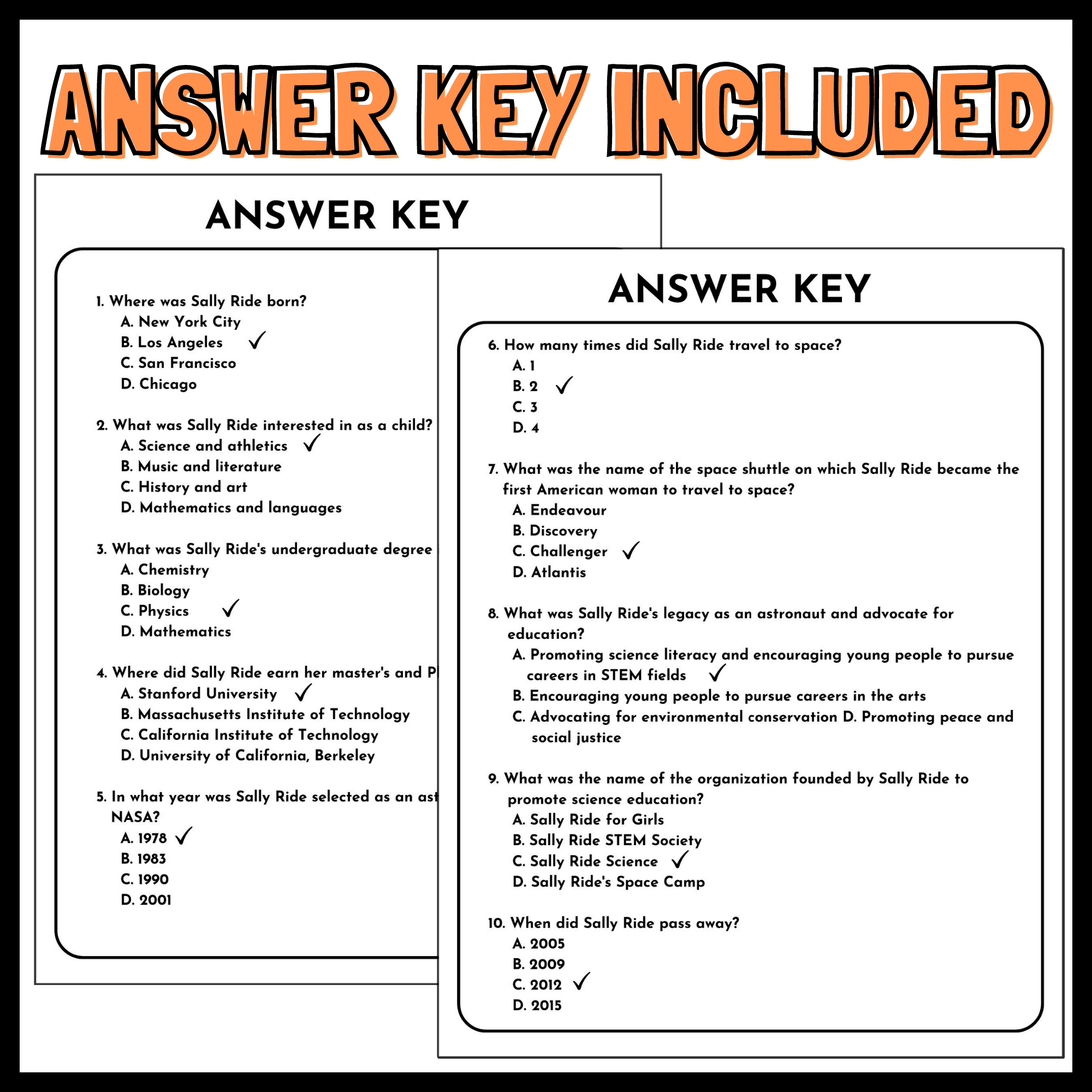 Sally Ride Reading Comprehension | Article And Question | Women’s ...