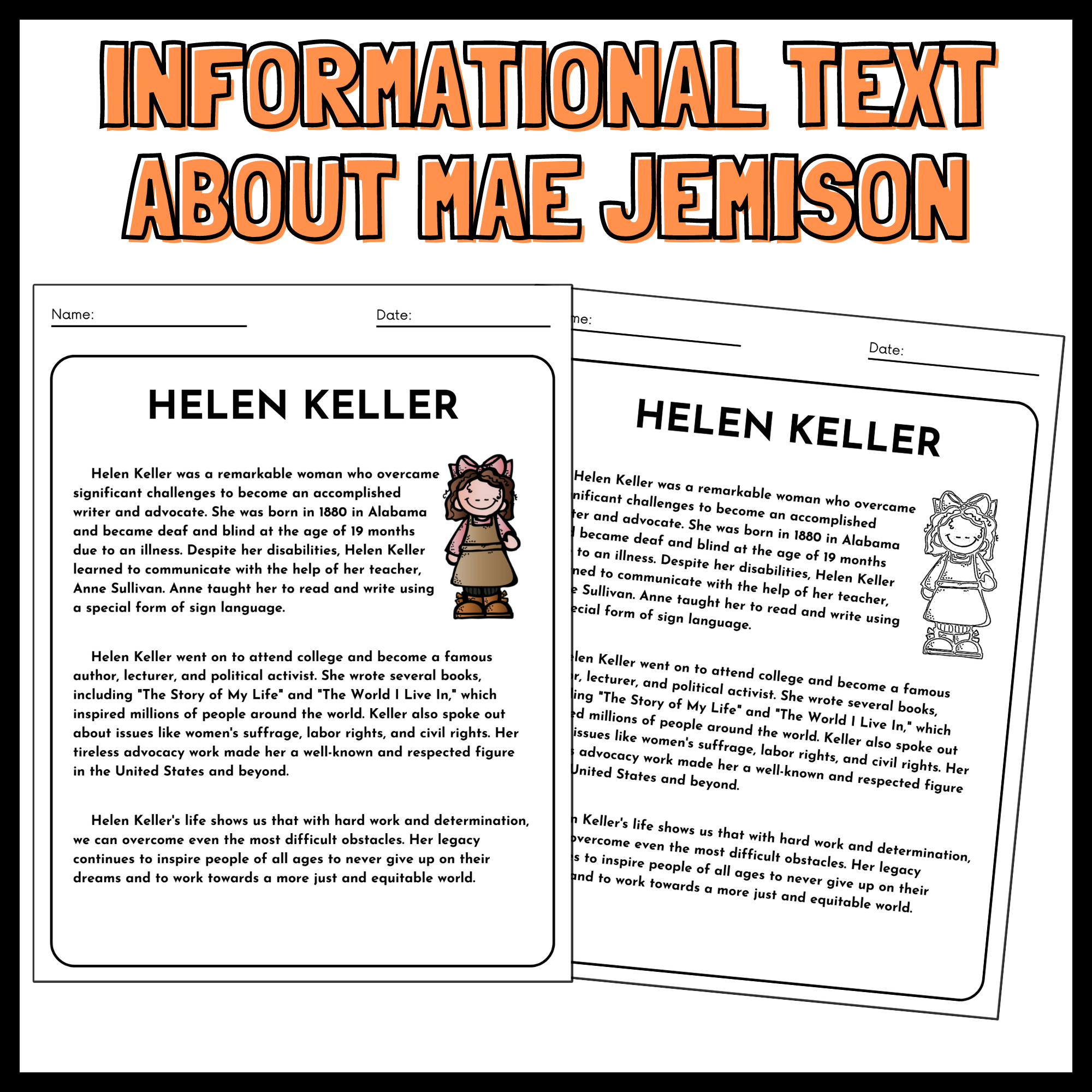 Helen Keller Article And Question | Women’s history Month Reading ...