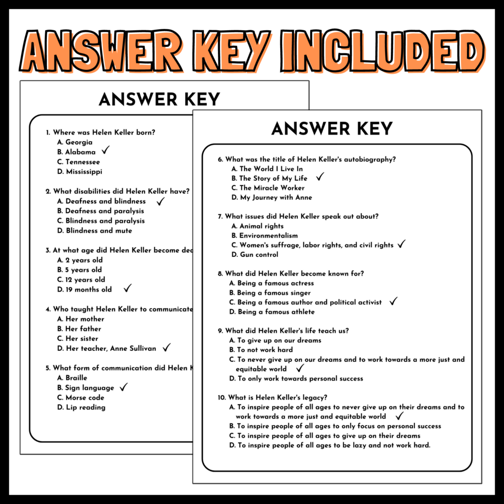 Helen Keller Article And Question | Women’s history Month Reading ...