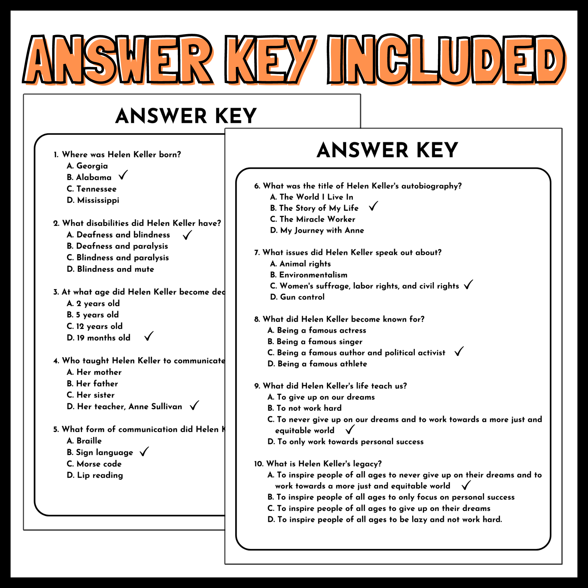 Helen Keller Article And Question | Women’s history Month Reading ...