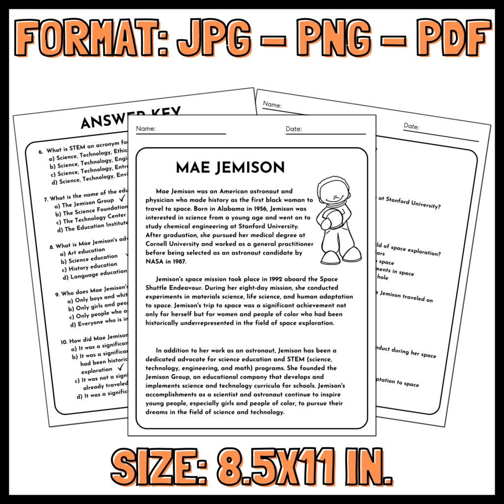 Mae Jemison Reading Comprehension | Article And Questions | Passages ...