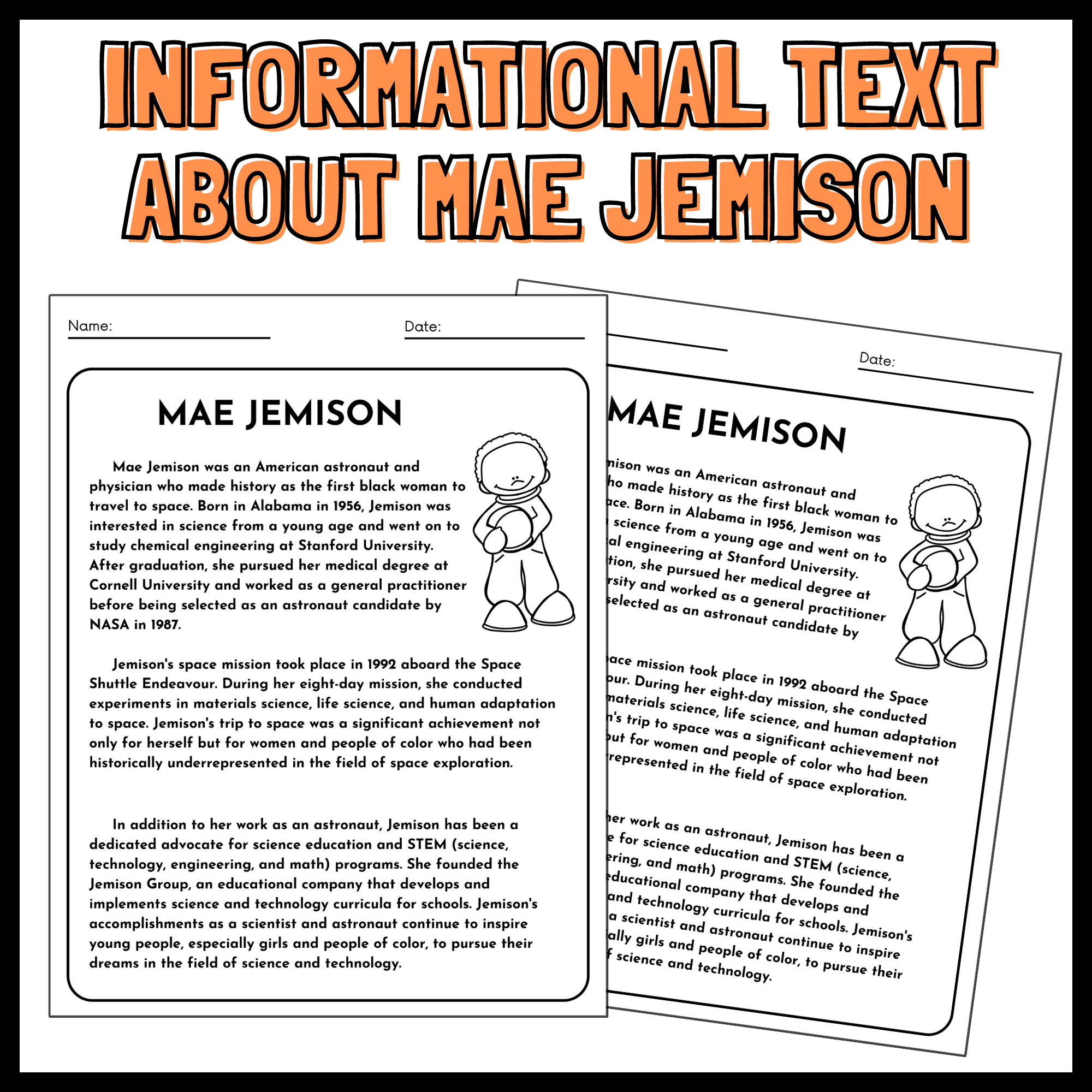 Mae Jemison Reading Comprehension | Article And Questions | Passages ...