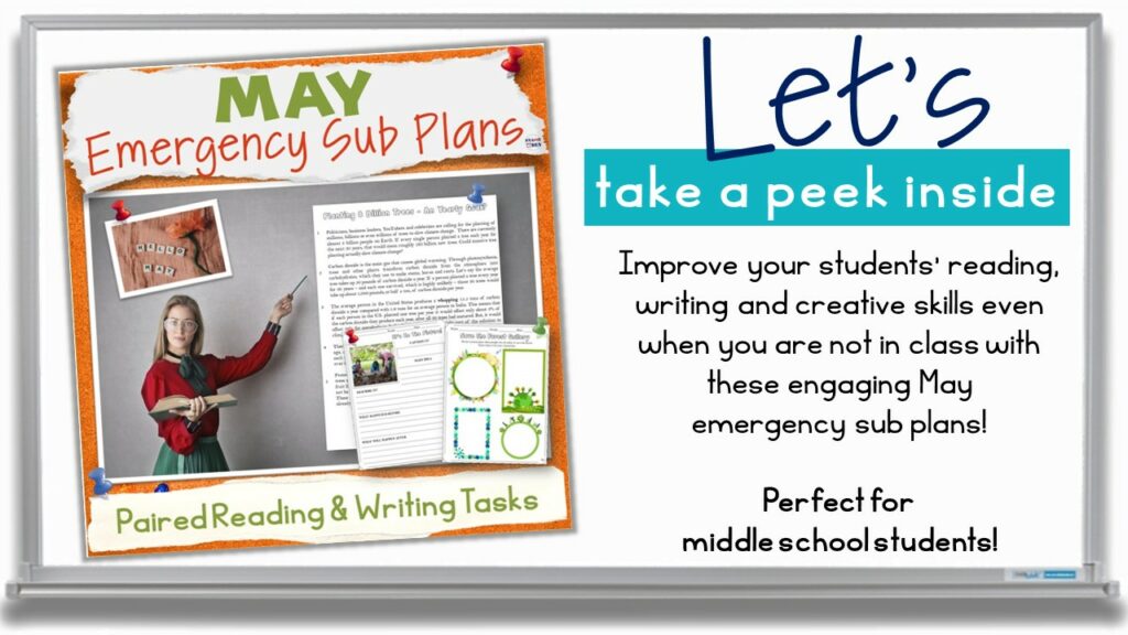 May Emergency Sub Plans Middle School ELA Activities and Worksheets ...