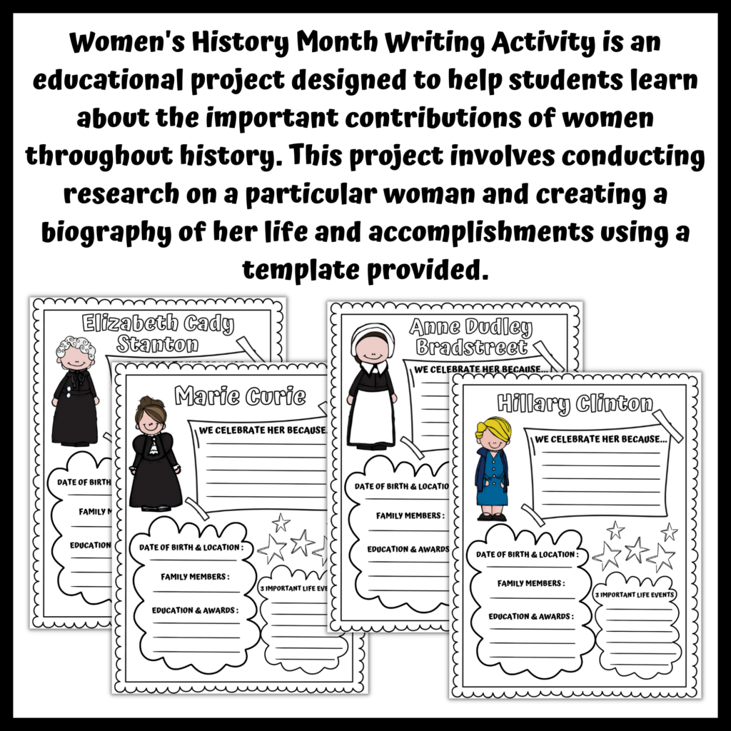 Women's History Month Writing Activity | Biography Template | research ...