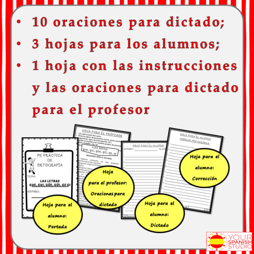 Spanish spelling dictation No prep Week 9 Las letras Gue, Gui, Güe, Güi ...