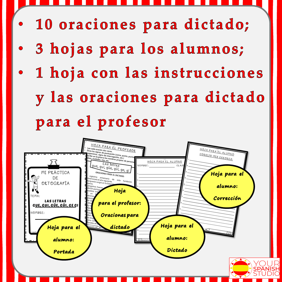 Spanish spelling dictation No prep Week 9 Las letras Gue, Gui, Güe, Güi ...