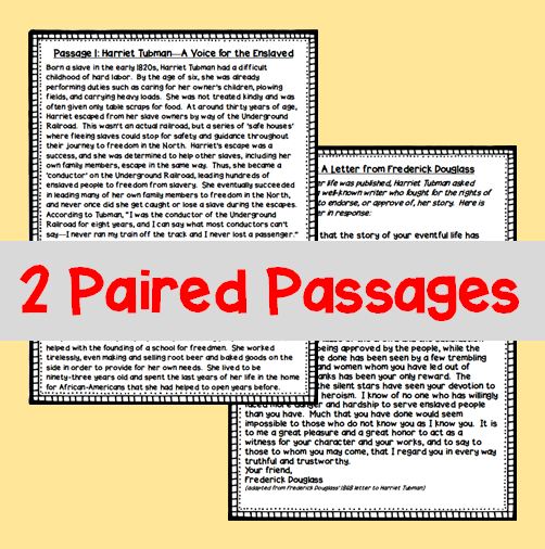 State Test Prep: Paired Passages with Writing Prompt - Harriet Tubman ...