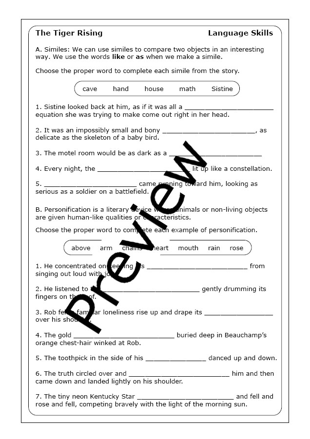 Kate DiCamillo "The Tiger Rising" worksheets | Made By Teachers