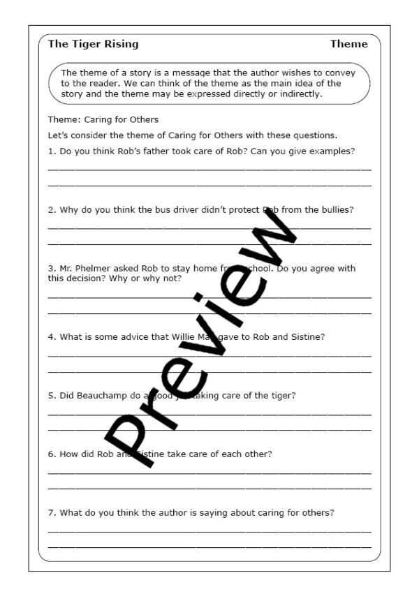 Kate DiCamillo "The Tiger Rising" worksheets | Made By Teachers