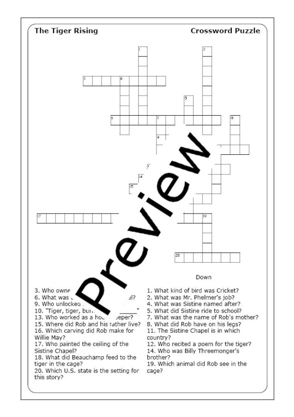 Kate DiCamillo "The Tiger Rising" worksheets | Made By Teachers