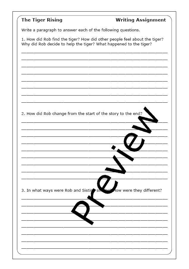 Kate DiCamillo "The Tiger Rising" worksheets | Made By Teachers
