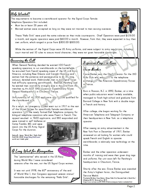 Civically Speaking--The Hello Girls of WWI | Made By Teachers