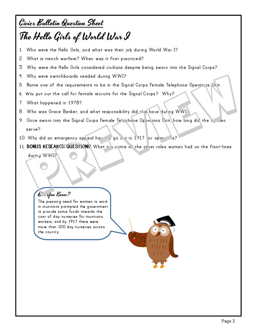Civically Speaking--The Hello Girls of WWI | Made By Teachers