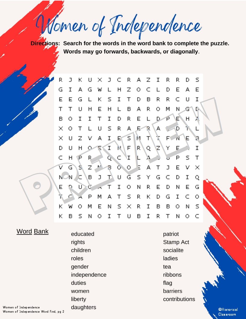 Women in History--The Women of Independence | Made By Teachers