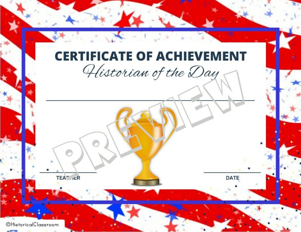 Historian of the Day Reward Certificates | Made By Teachers