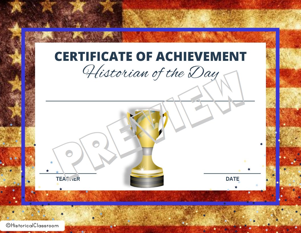 Historian of the Day Reward Certificates | Made By Teachers