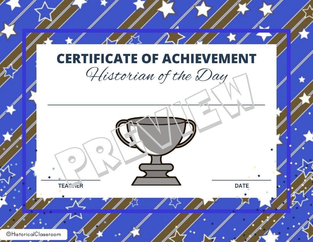 Historian of the Day Reward Certificates | Made By Teachers
