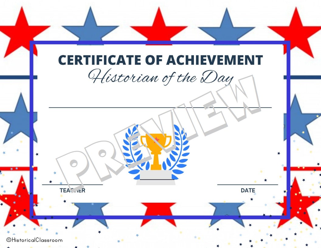 Historian of the Day Reward Certificates | Made By Teachers