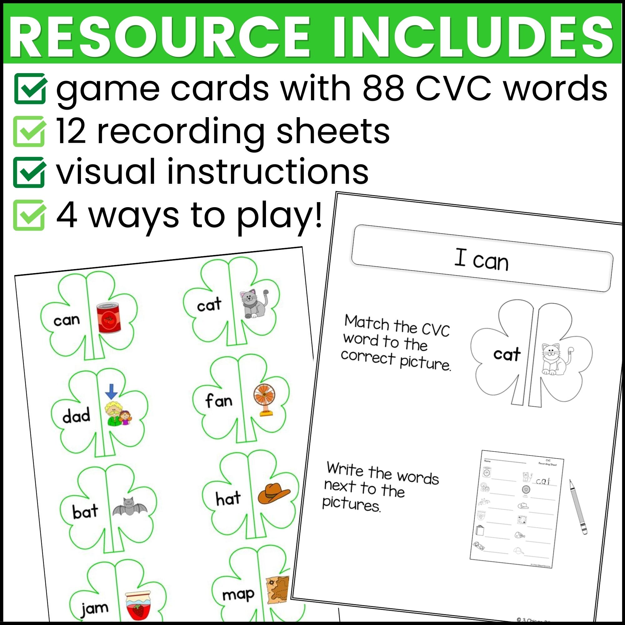St. Patrick’s Day CVC Words Literacy Center Activity for March | Made ...