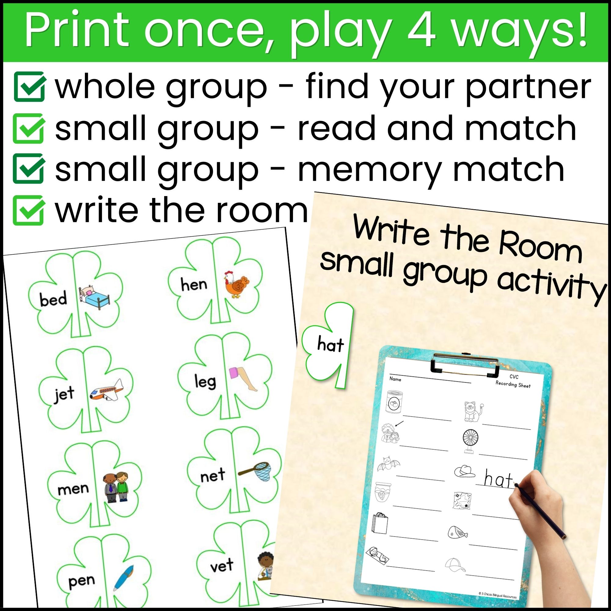 St. Patrick’s Day CVC Words Literacy Center Activity for March | Made ...