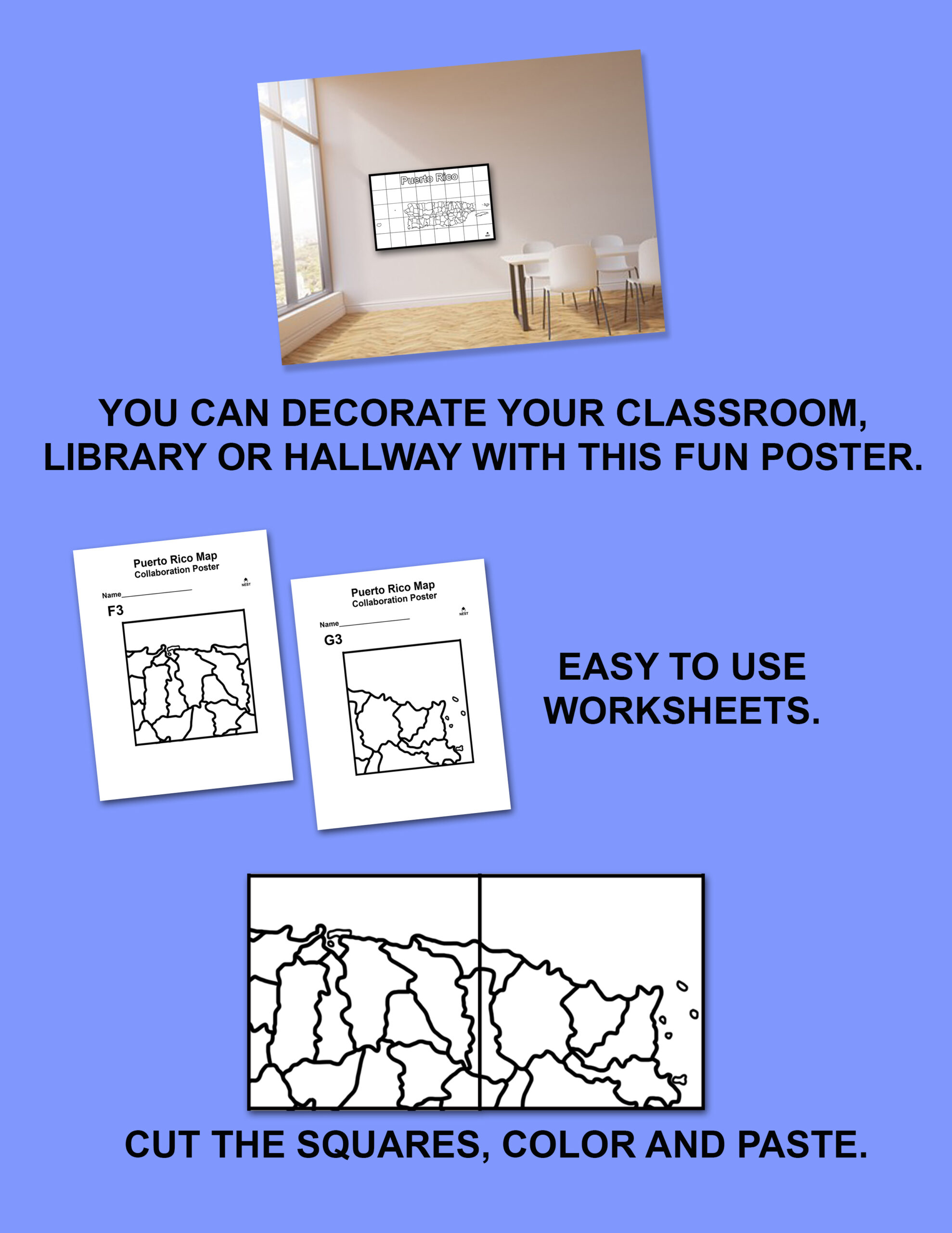 Puerto Rico Map Collaboration Poster | Made By Teachers