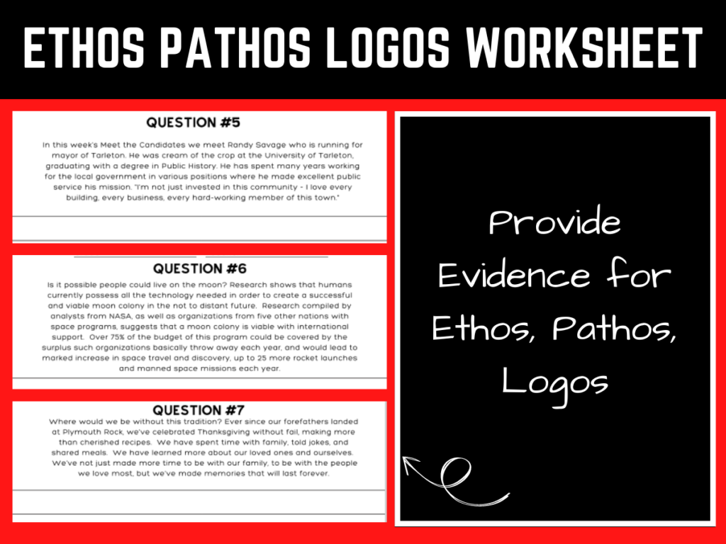 Ethos Pathos Logos ELA Worksheet | High School Rhetoric Worksheet | 9 ...
