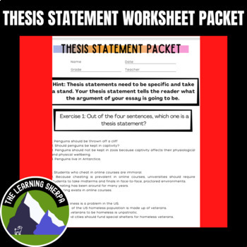 Thesis Statement Practice | High School Worksheet Packet | Grades 9-12 ...
