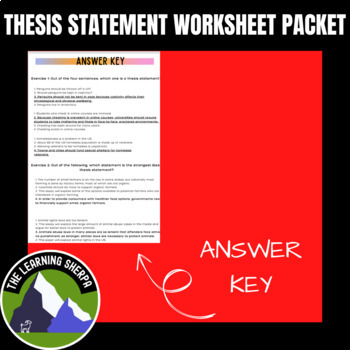 Thesis Statement Practice | High School Worksheet Packet | Grades 9-12 ...