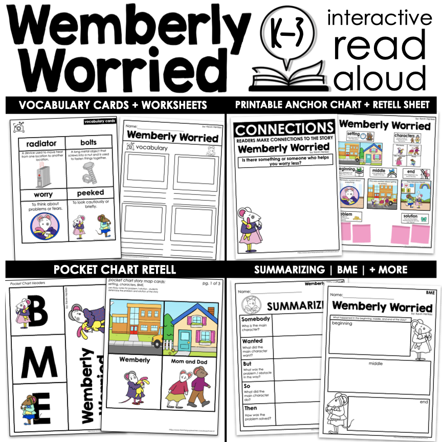 Wemberly Worried Craft + Read Aloud | Sequencing + RETELL Kit | Kevin ...