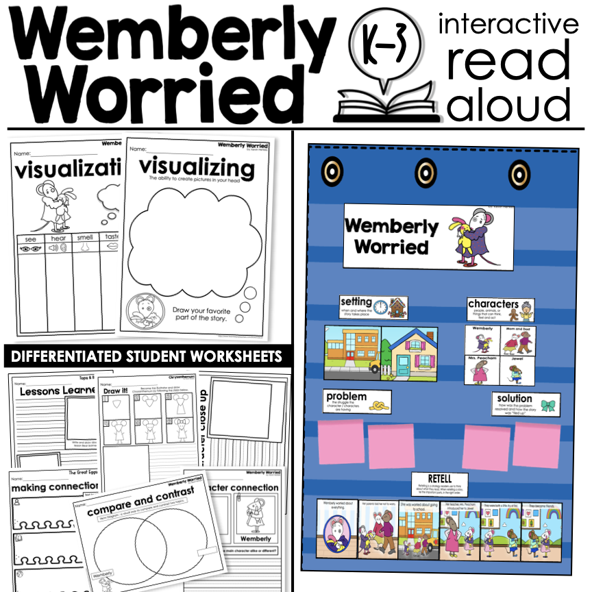 Wemberly Worried Craft + Read Aloud | Sequencing + RETELL Kit | Kevin ...