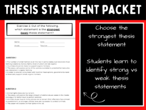 Thesis Statement Practice | High School Worksheet Packet | Grades 9-12 ...