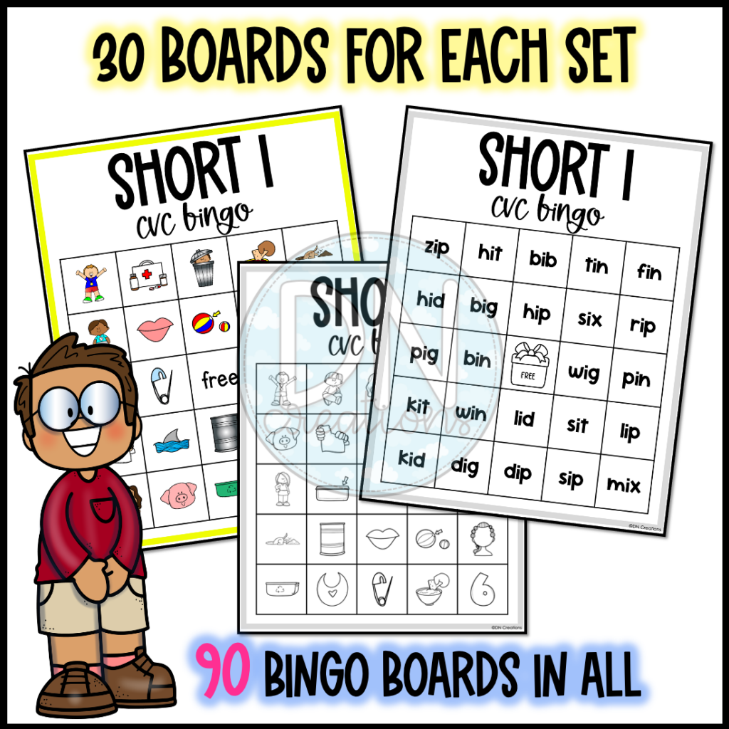 CVC Bingo for SHORT Vowel i Game l Short Vowel Bingo l Science of ...