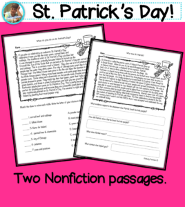 St. Patrick's Day Nonfiction Reading Comprehension Passages with ...