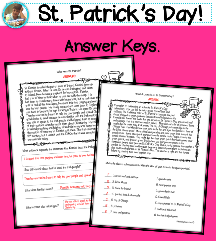 St. Patrick's Day Nonfiction Reading Comprehension Passages with ...