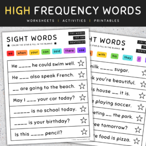 Sight Word Sentences, Fill in the Blanks, Fry's 1st 100 - SET 7 | Made ...