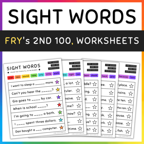 Sight Word Sentences, Fill in the Blanks, Fry's 2nd 100 - SET 7 | Made ...