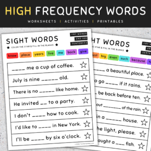 Sight Word Sentences, Fill in the Blanks, Fry's 2nd 100 - SET 7 | Made ...