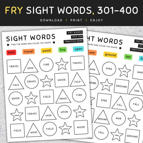 Color by Sight Word Practice Game, High Frequency FRY Words, 4th 100 ...