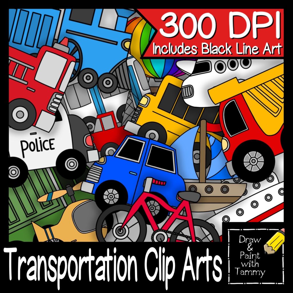 Transportation clip arts community helpers printable pdf colorimg pages ...