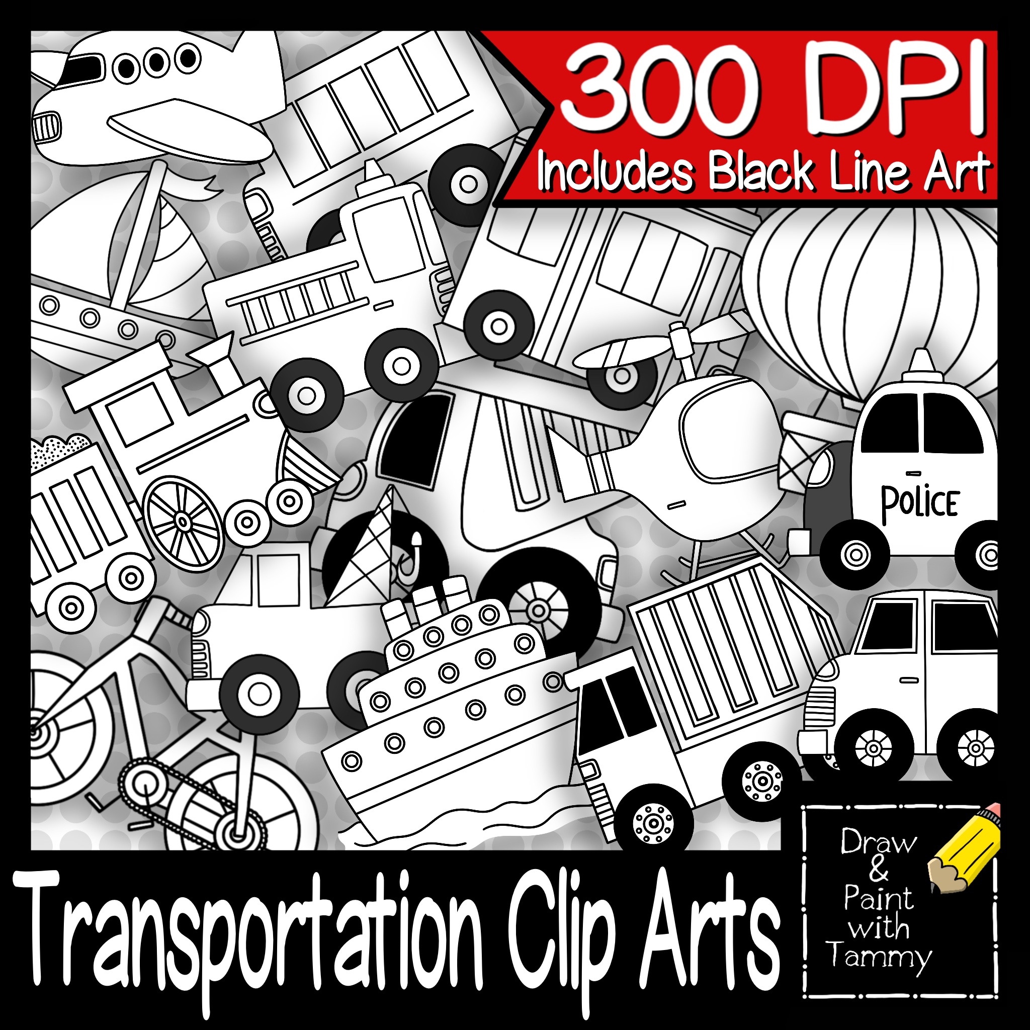 Transportation clip arts community helpers printable pdf colorimg pages ...