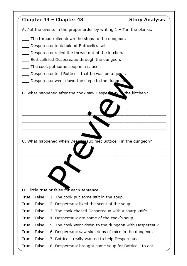 Kate DiCamillo "The Tale of Despereaux" worksheets | Made By Teachers